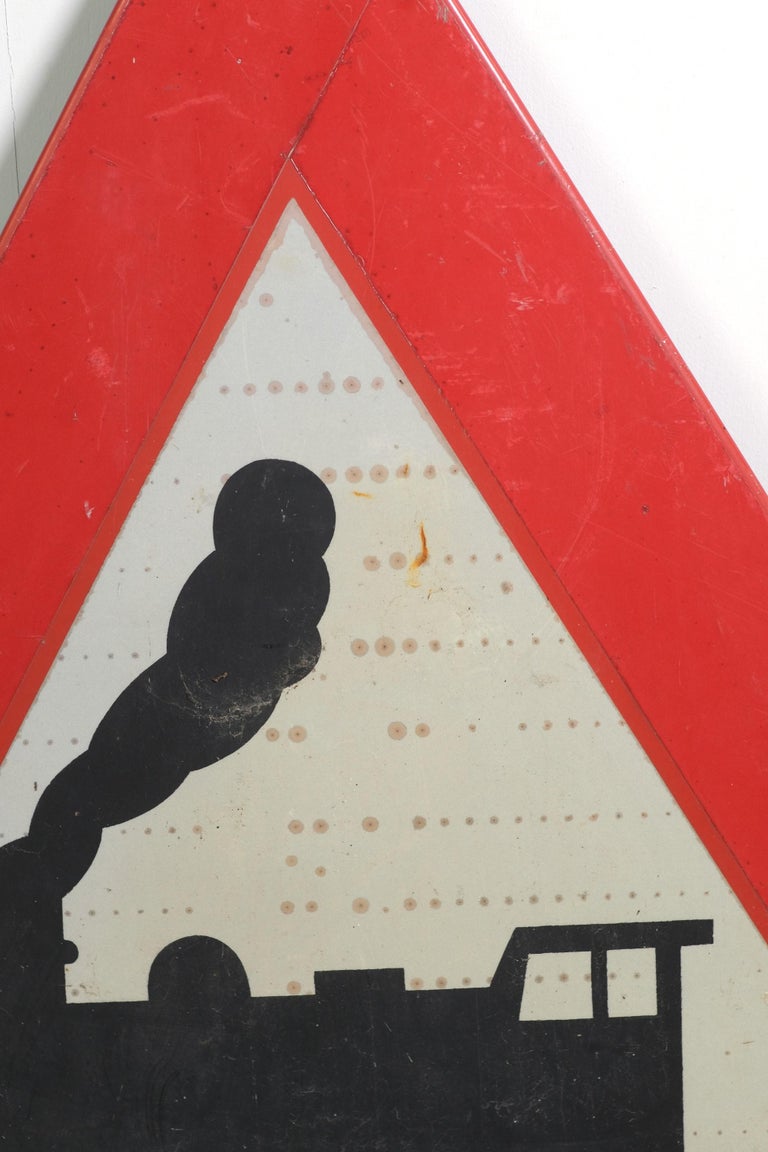 German Steel Railroad Choo Choo Train Sign Red White and Black Enamel ...