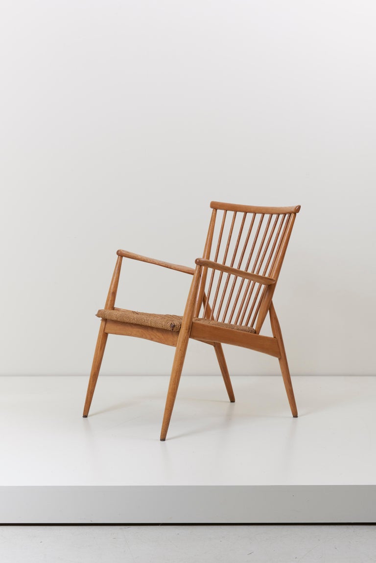 German Studio Lounge Chairs in Ash and Papercord For Sale at 1stDibs