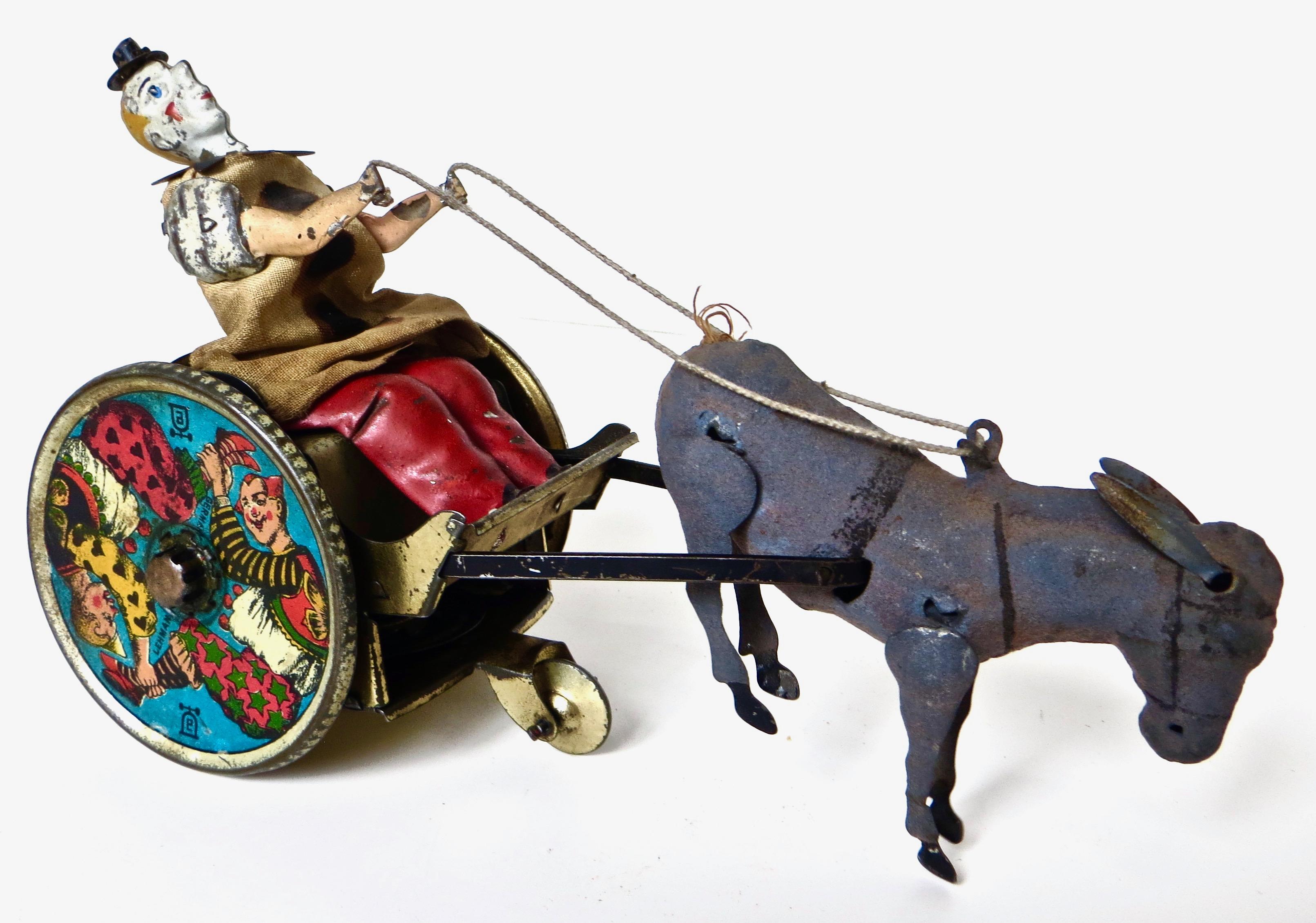 German Tinplate Clockwork Wind Up Toy by the Lehman Co. "Balky Mule ...
