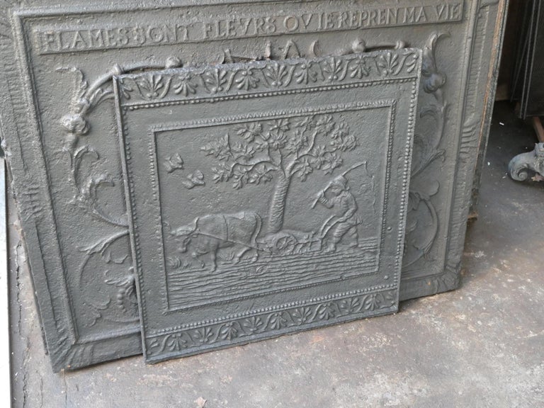 German Victorian 'Rural Scene' Fireback, 19th Century For Sale at 1stDibs