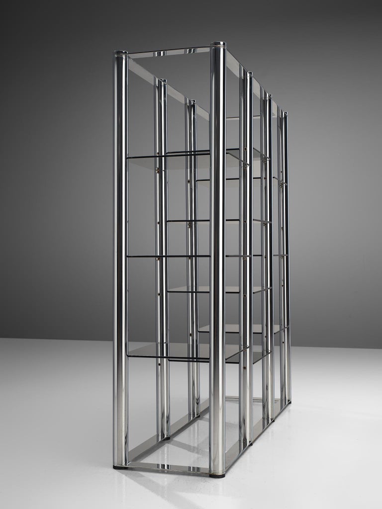 German Wall Unit in Chrome and Glass, 1960s For Sale at 1stDibs ...