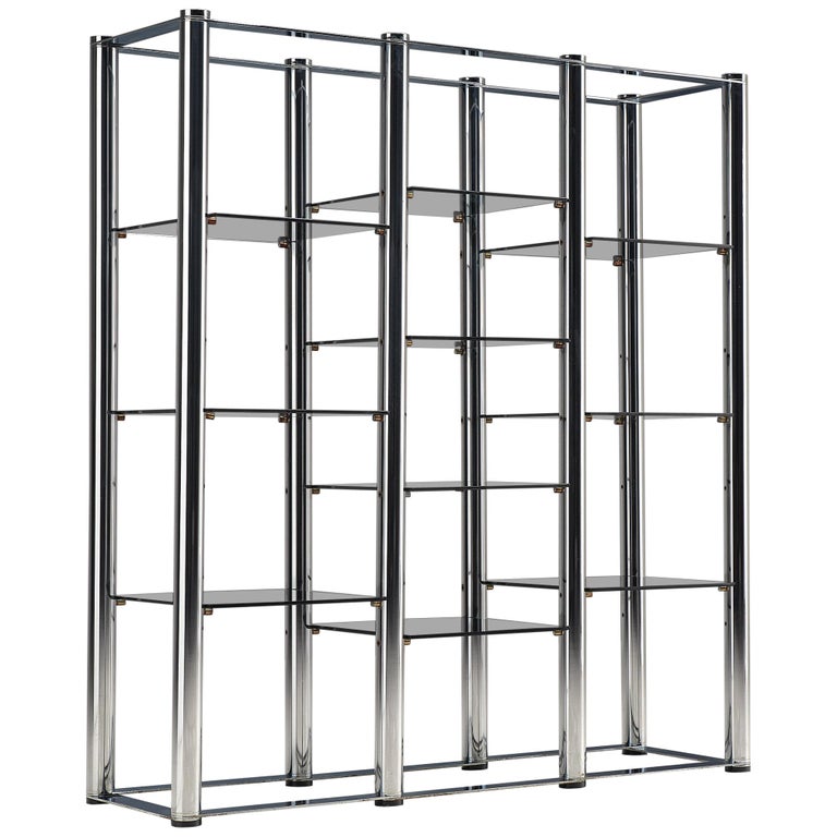 German Wall Unit in Chrome and Glass, 1960s For Sale at 1stDibs ...