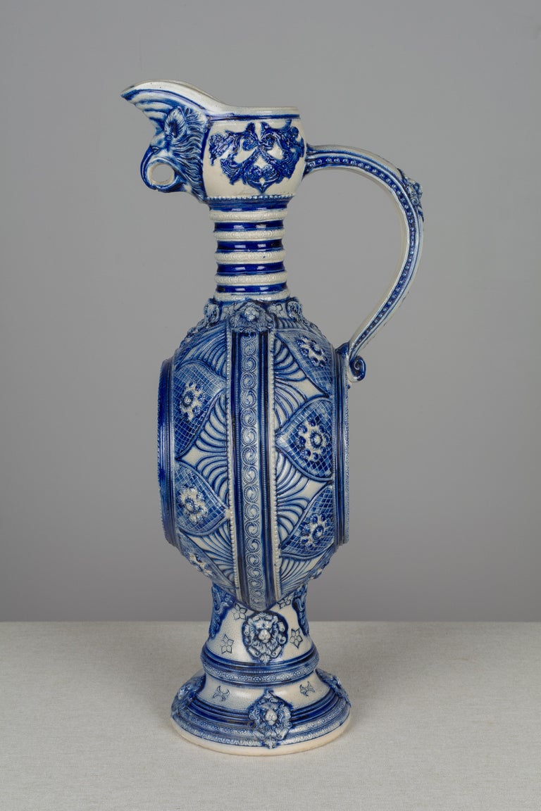 German Westerwald Salt Glazed Pottery Ewer at 1stDibs