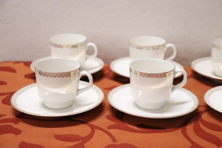 German White and Gold Porcelain Coffee Set by Bavaria, 15 Pieces at 1stDibs
