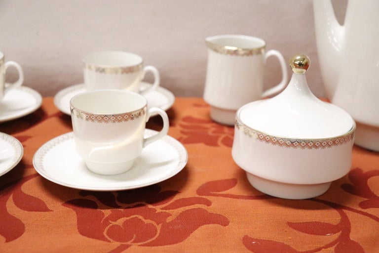 German White and Gold Porcelain Coffee Set by Bavaria, 15 Pieces at 1stDibs