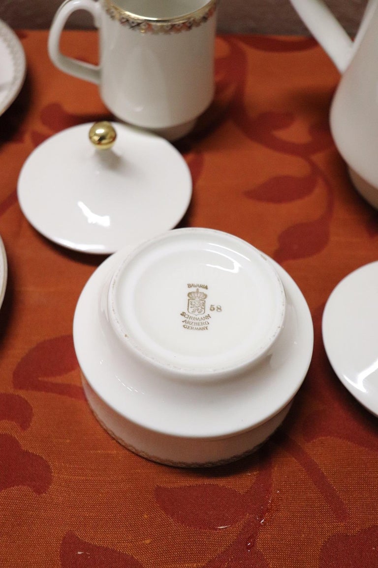German White and Gold Porcelain Coffee Set by Bavaria, 15 Pieces at 1stDibs