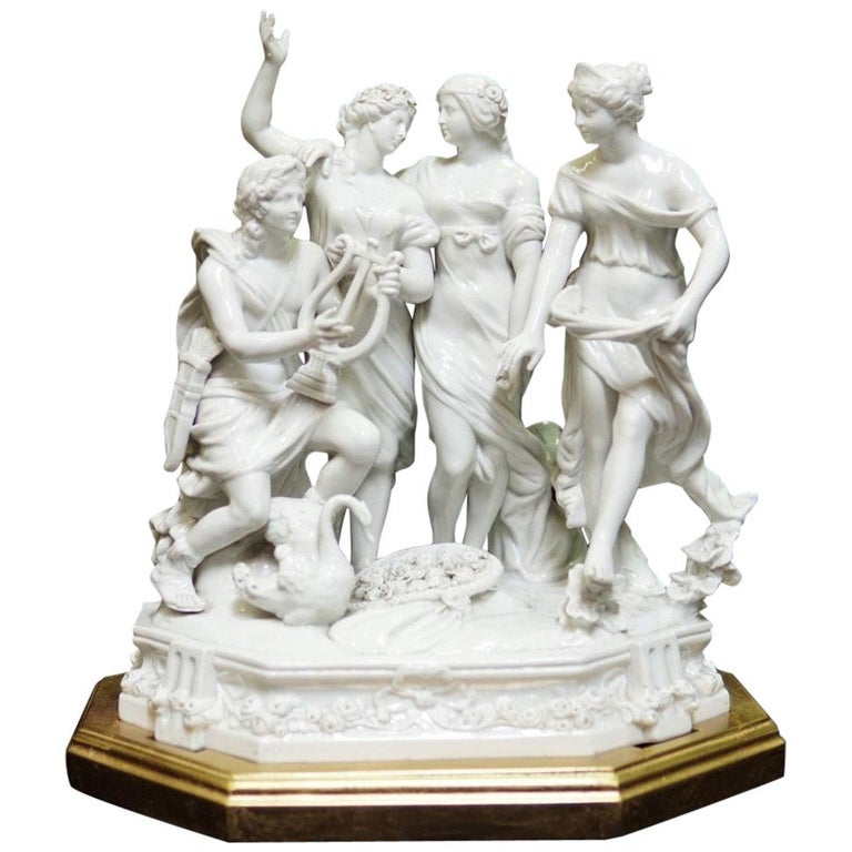 German White Porcelain Figure Group Centrepiece For Sale at 1stDibs