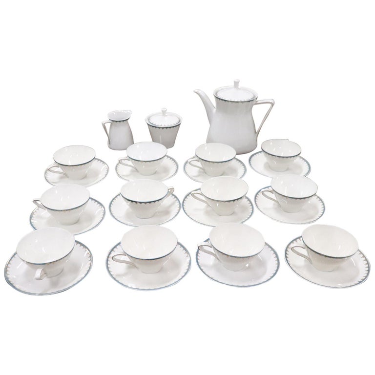 German White Porcelain Tea Set by Bavaria 27 Pieces at 1stDibs