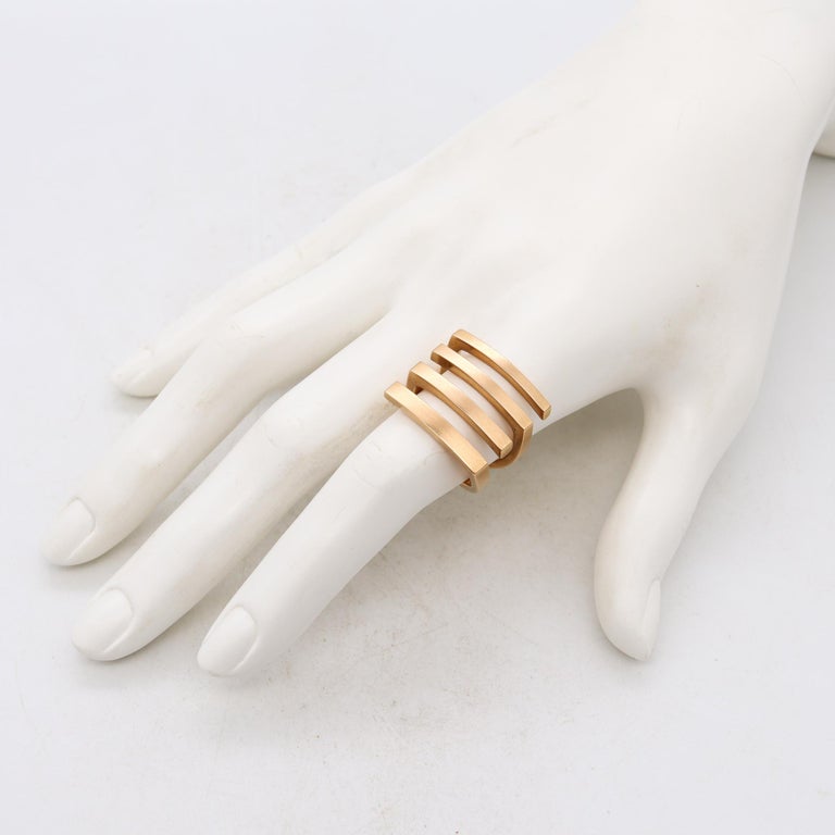 Germany Swiss Bauhaus Modernism Sculptural Geometric Ring in Solid 18Kt ...
