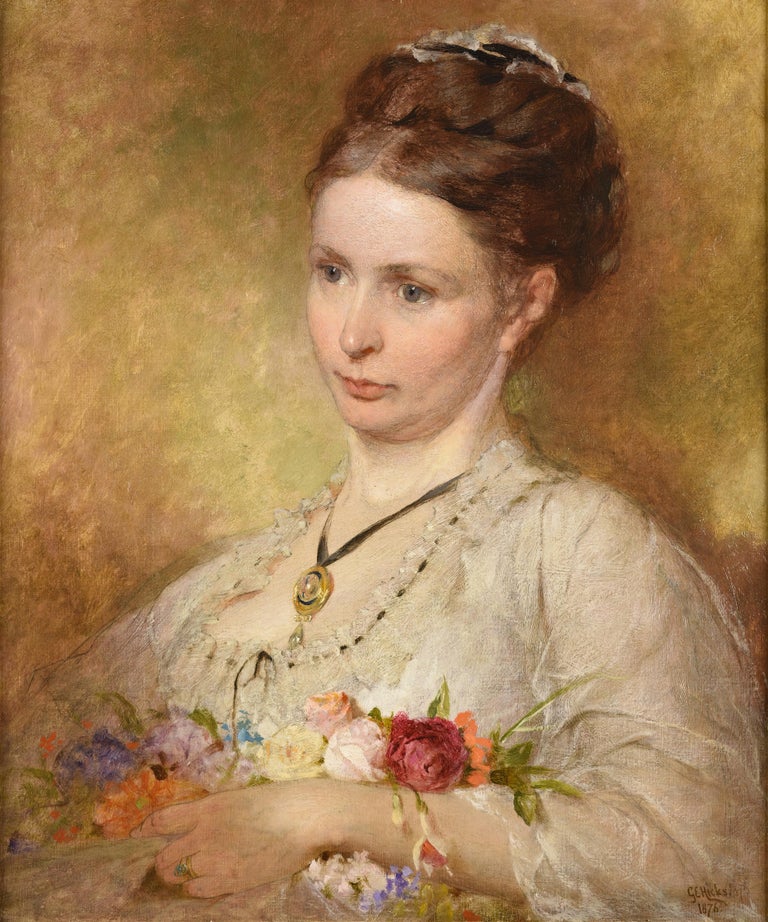 Geroge Egar Hicks - English portrait of an Elegant Lady with important ...