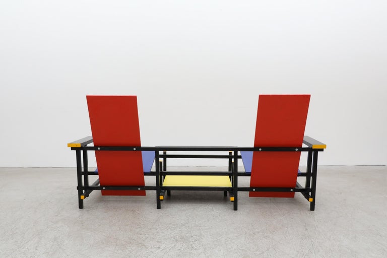 Gerrit Rietveld Style De Stijl Red and Blue Loveseat at 1stDibs
