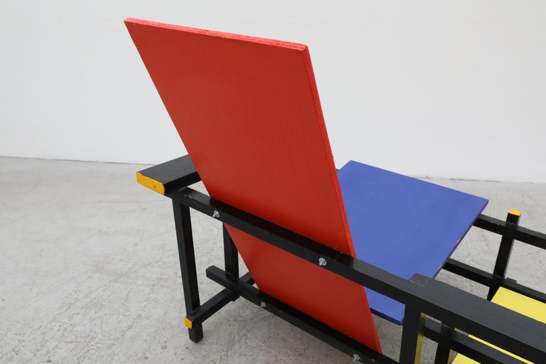 Gerrit Rietveld Style De Stijl Red and Blue Loveseat at 1stDibs