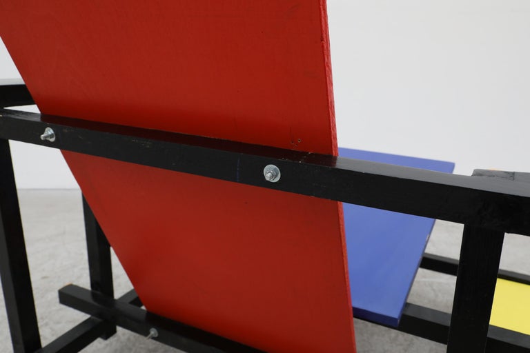 Gerrit Rietveld Style De Stijl Red and Blue Loveseat at 1stDibs