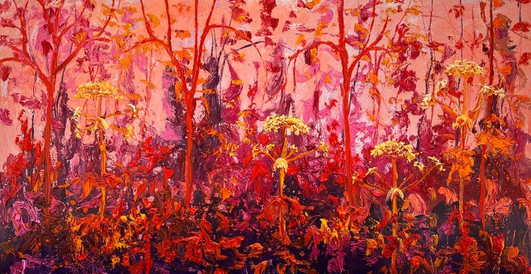 Gertjan Scholte-Albers - Red Small Hogweed Oil Painting Canvas Plein Air Outdoor Expressionism ...