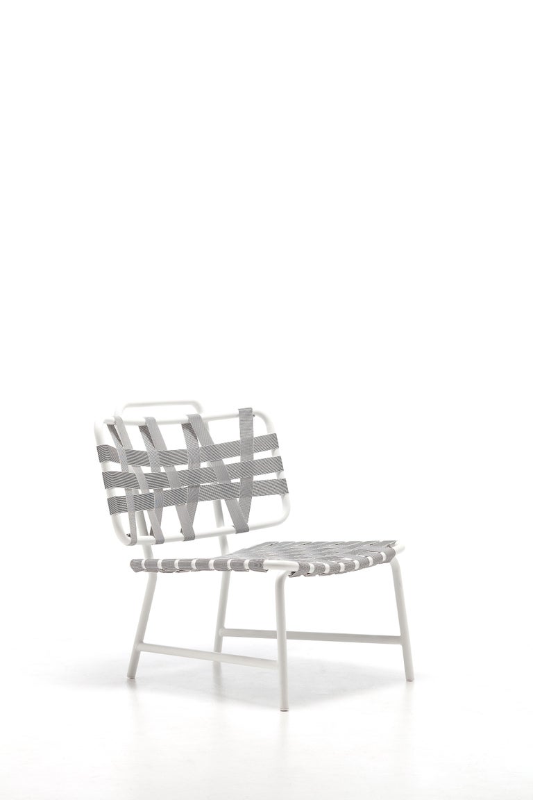 Gervasoni Inout Lounge Chair in Grey Elastic Belts Seat and White ...