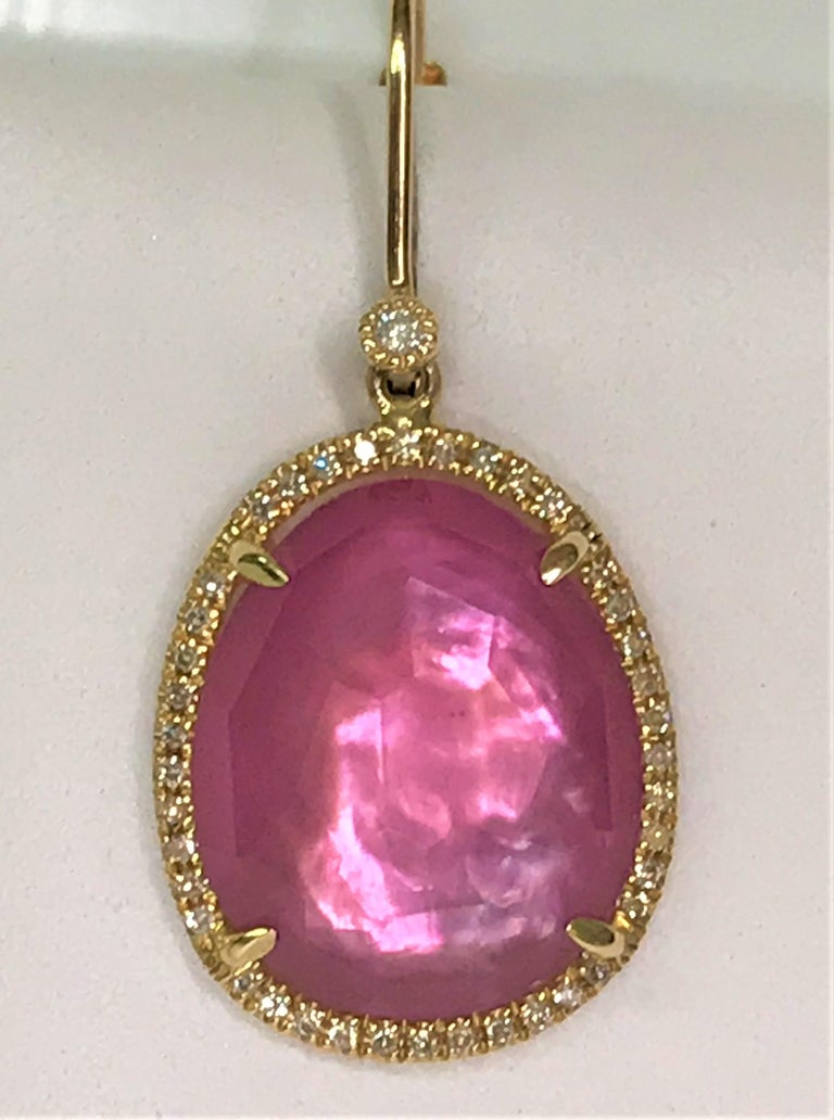 Getana 11 Carat Pink Tourmaline and Diamond 14KY Earrings For Sale at ...