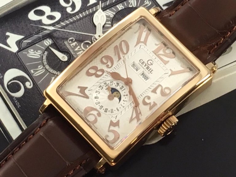 Gevril Yellow Gold Avenue of Americas Day Date Moonphase Automatic ...