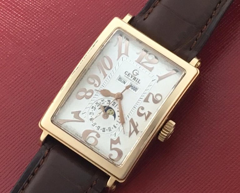 Gevril Yellow Gold Avenue of Americas Day Date Moonphase Automatic ...