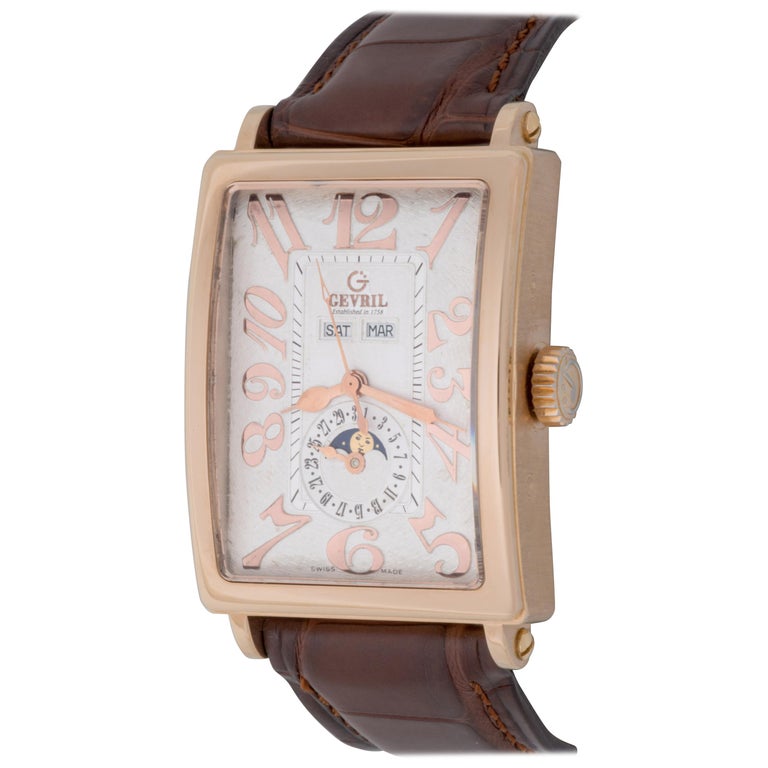 Gevril Yellow Gold Avenue of Americas Day Date Moonphase Automatic ...