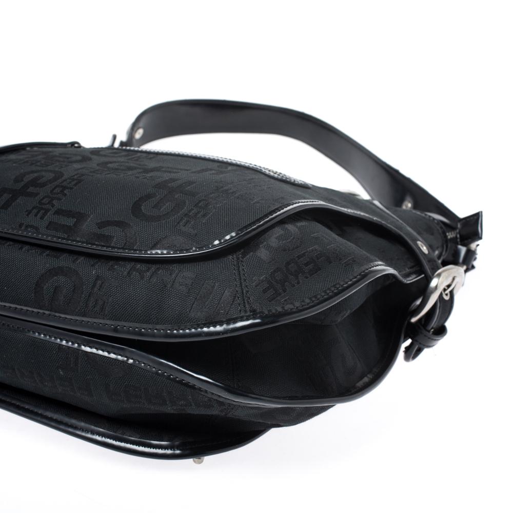 GF Ferre Black Signature Front Zip Hobo For Sale at 1stDibs