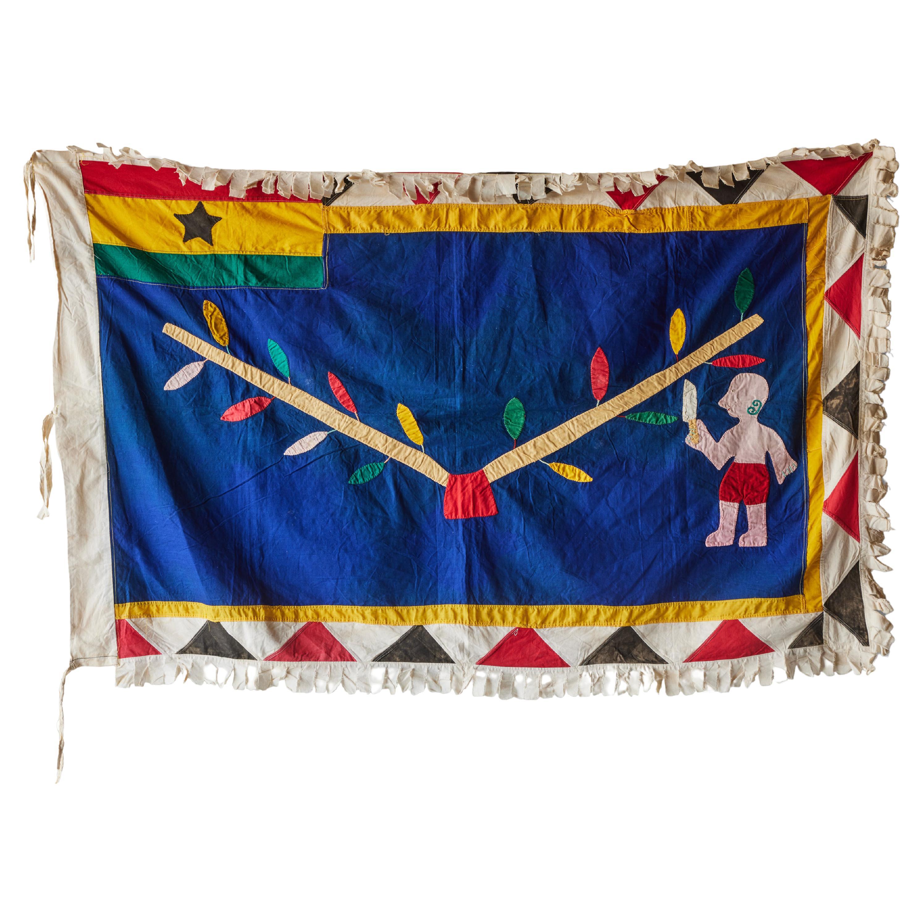 Vintage Asafo Flag in Cotton Applique Patterns, Ghana, 1940s at 1stDibs
