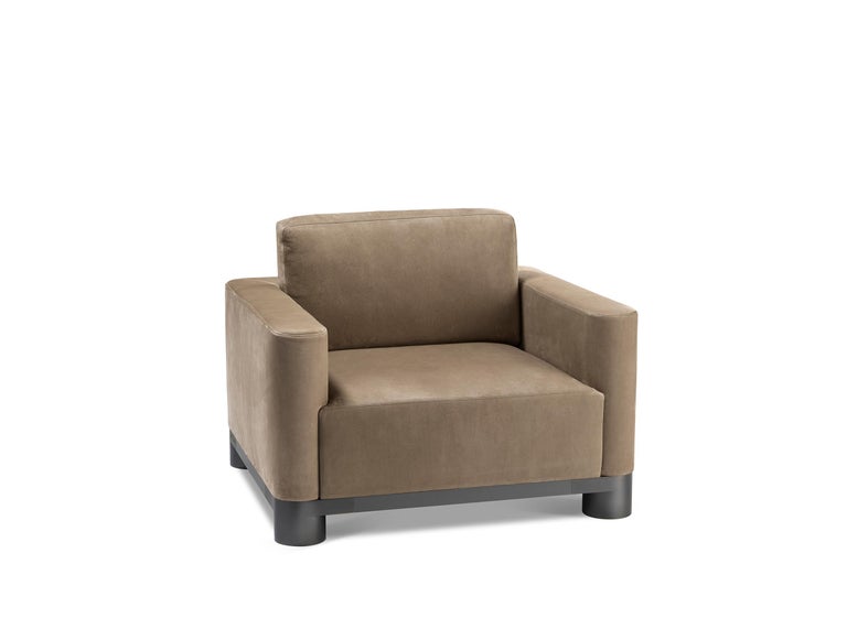 Ghidini 1961 Bold Lounge Chair in Brown Leather with Brass Base by E ...