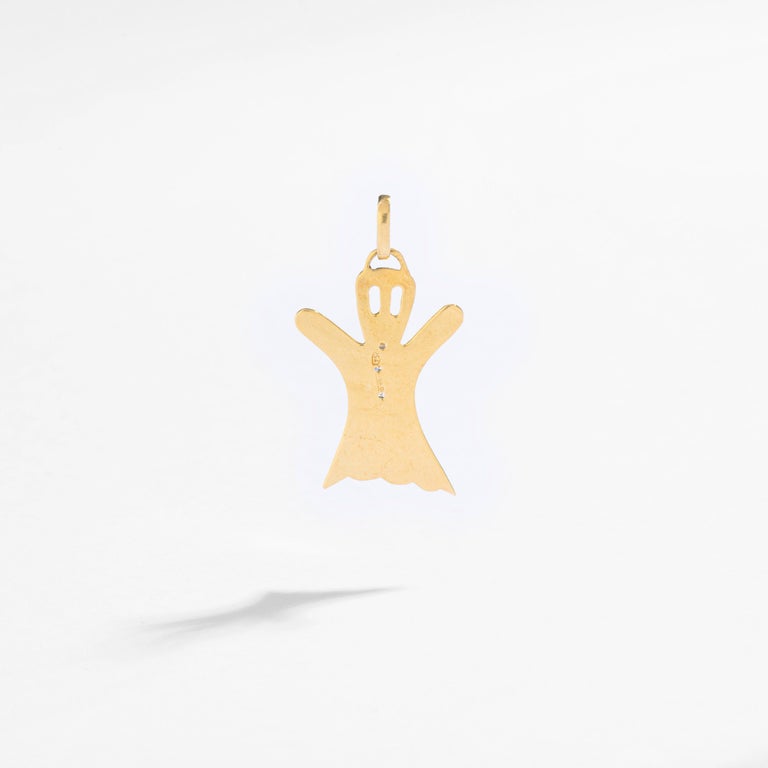 Ghost Diamond Yellow Gold 18 Karat Pendant Charm For Sale at 1stDibs