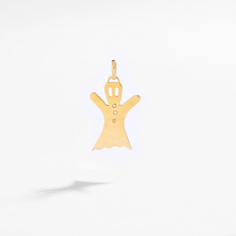 Ghost Diamond Yellow Gold 18 Karat Pendant Charm For Sale at 1stDibs
