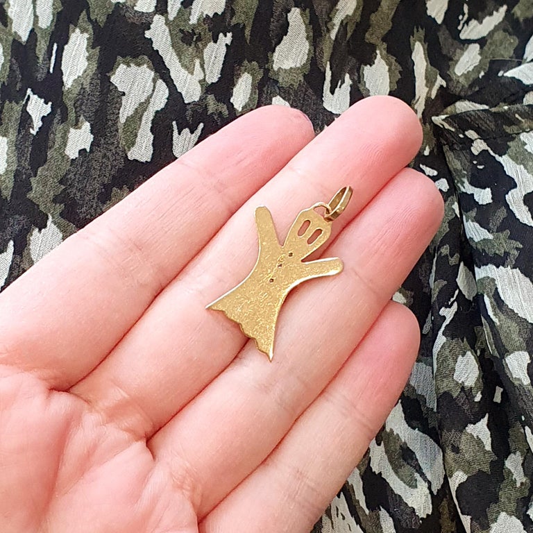 Ghost Diamond Yellow Gold 18 Karat Pendant Charm For Sale at 1stDibs