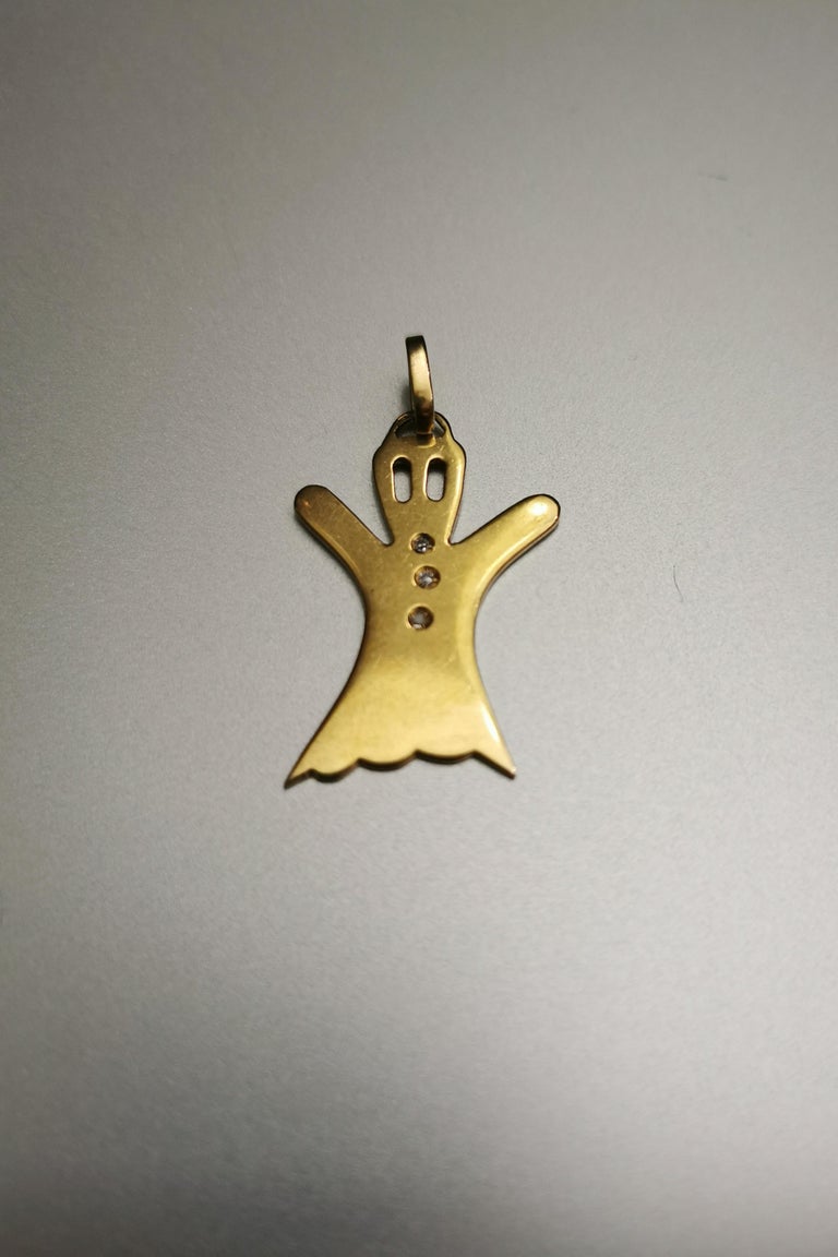 Ghost Diamond Yellow Gold 18 Karat Pendant Charm For Sale at 1stdibs