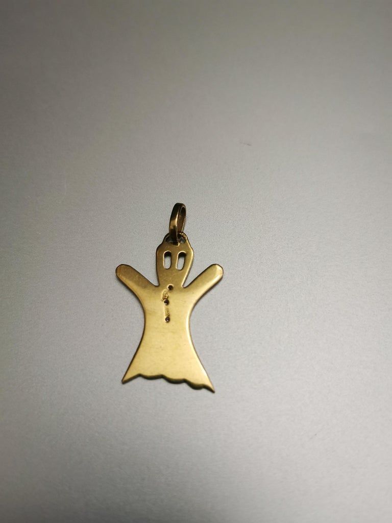 Ghost Diamond Yellow Gold 18 Karat Pendant Charm For Sale at 1stdibs