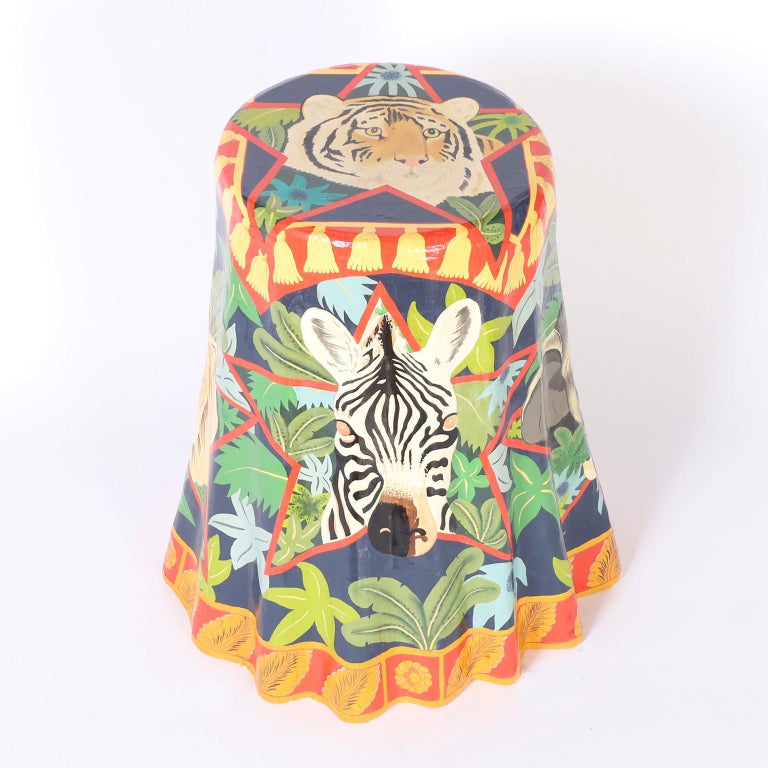 Ghost Drapery Table or Stand Decorated with Animals For Sale at 1stDibs