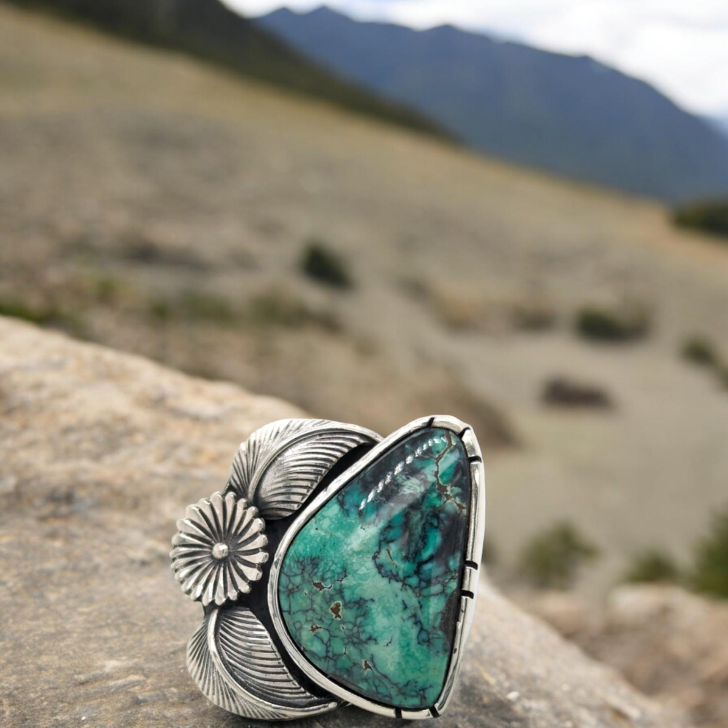 Ghost Run Ring: Sterling Silver and Apache Turquoise by Rob Sherman For ...