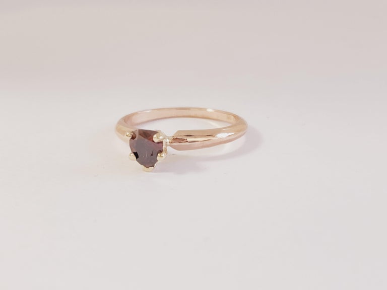 GIA 0.37 Carat Fancy Reddish Orange Color Heart Shape 14K Rose Gold ...