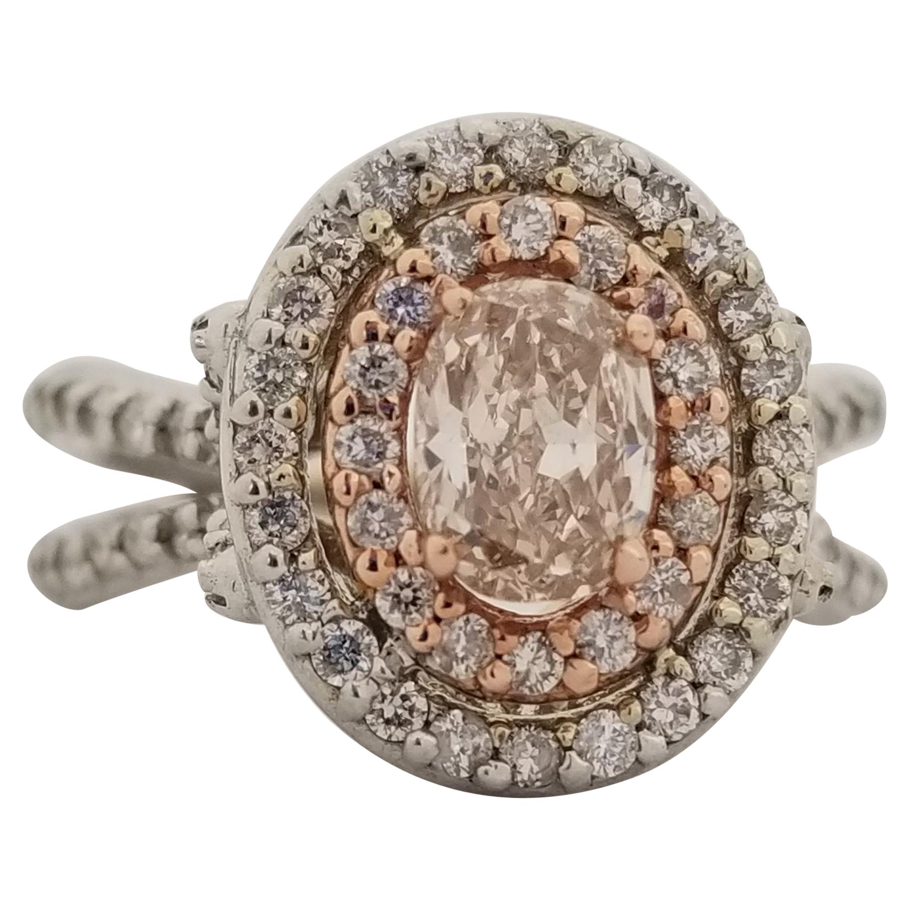 GIA 1.27 Carat Natural Fancy Pink Oval Shape Diamond White Gold Ring ...