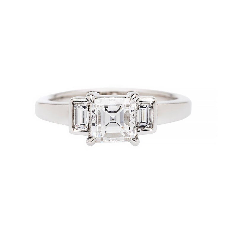 GIA 1.00 Carat Carre Cut Diamond Platinum Engagement Ring at 1stDibs ...