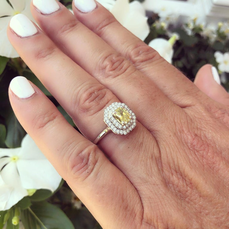 GIA 1.01 Carat Natural Fancy Intense Yellow Diamond Ring For Sale at ...