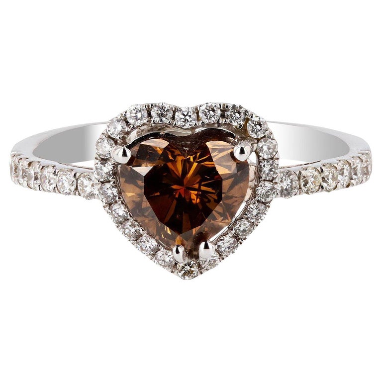 Gia 1.08ct Center Fancy Dark Orangy Brown Diamond 18k White Gold Ring ...