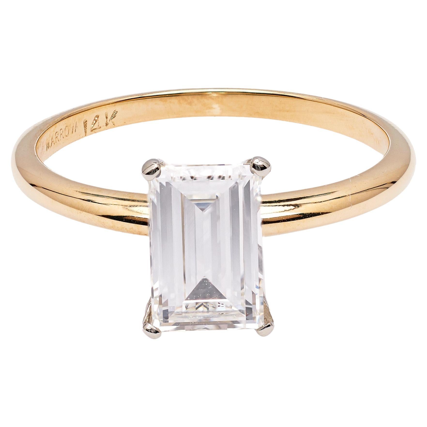 GIA 1.17 Carat Rectangular Step Cut Diamond 14k Two Tone Solitaire Ring ...