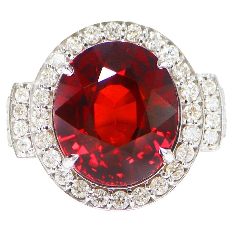 GIA 14K 10.82 Ct Garnet&Diamonds Antique Art Deco Style Engagement Ring ...