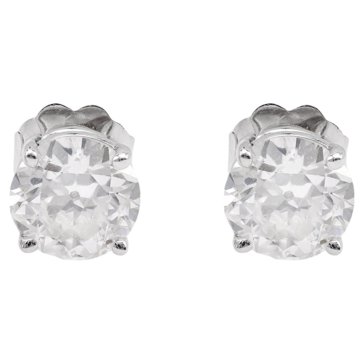 GIA 1.51 Carat Old European Cut Diamond White Gold Stud Earrings For ...
