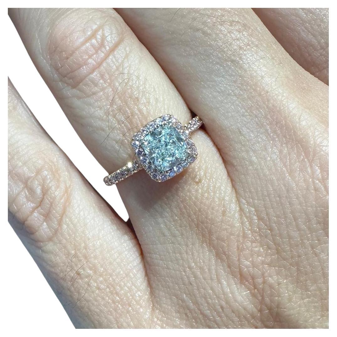 GIA 1.52ctw Natural Untreated Light Blue-Green and Pink Diamond Ring ...