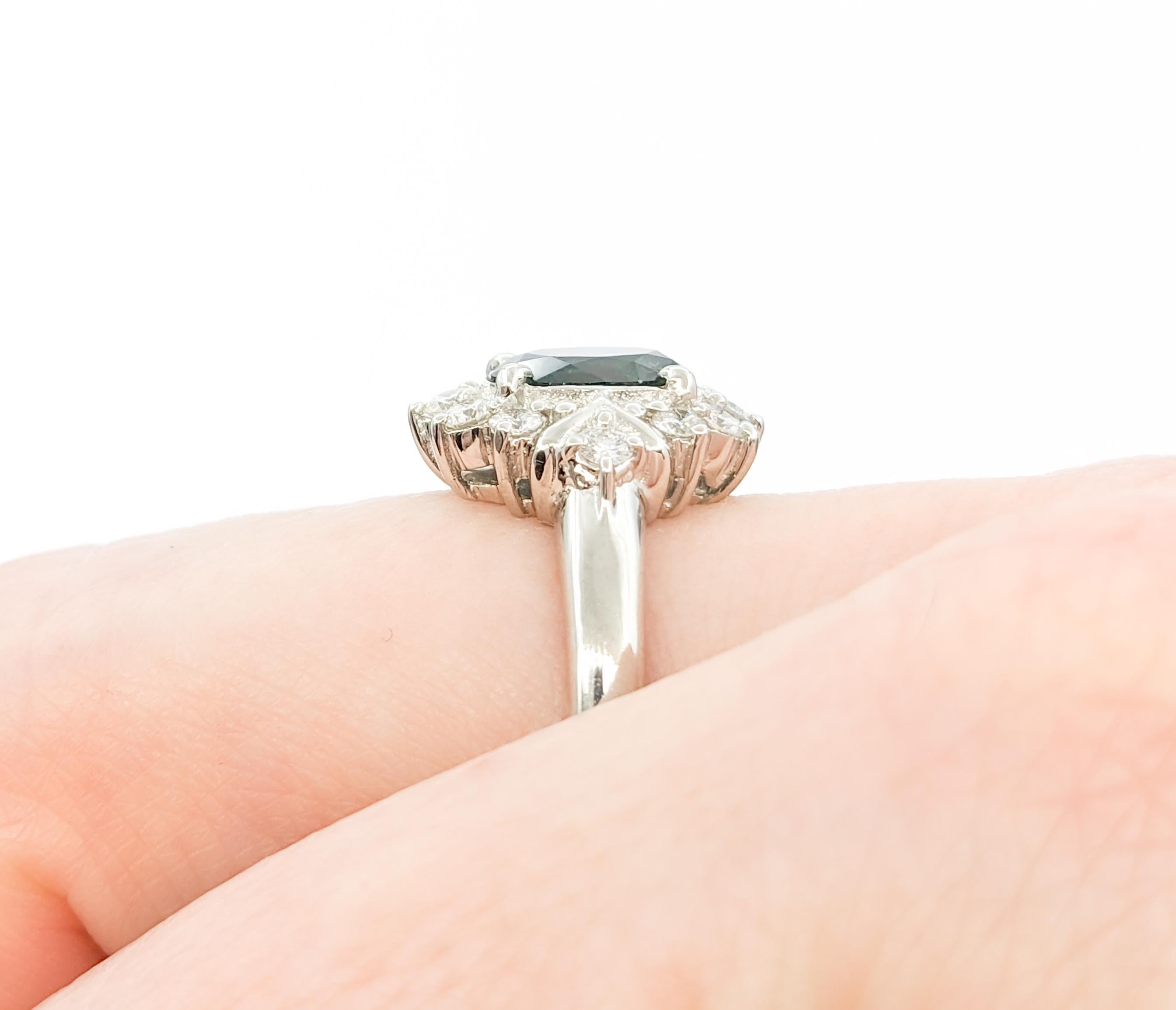 GIA 1.64ct Montana Sapphire and Diamond Ring In Platinum For Sale at 1stDibs