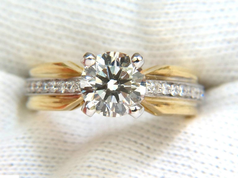 GIA 1.76 Carat J/SI Round Brilliant Diamond Bead Set Platinum and 18 ...