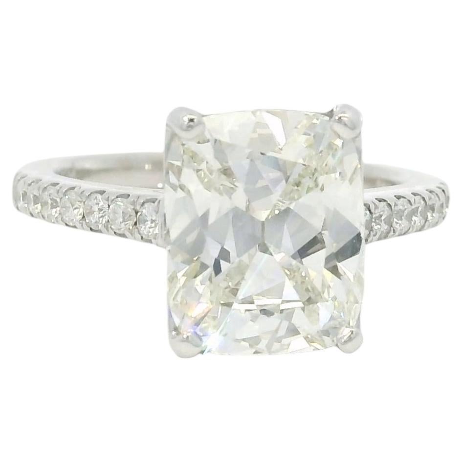 GIA 18K White Gold Natural Cushion Brilliant Cut Diamond Engagement ...