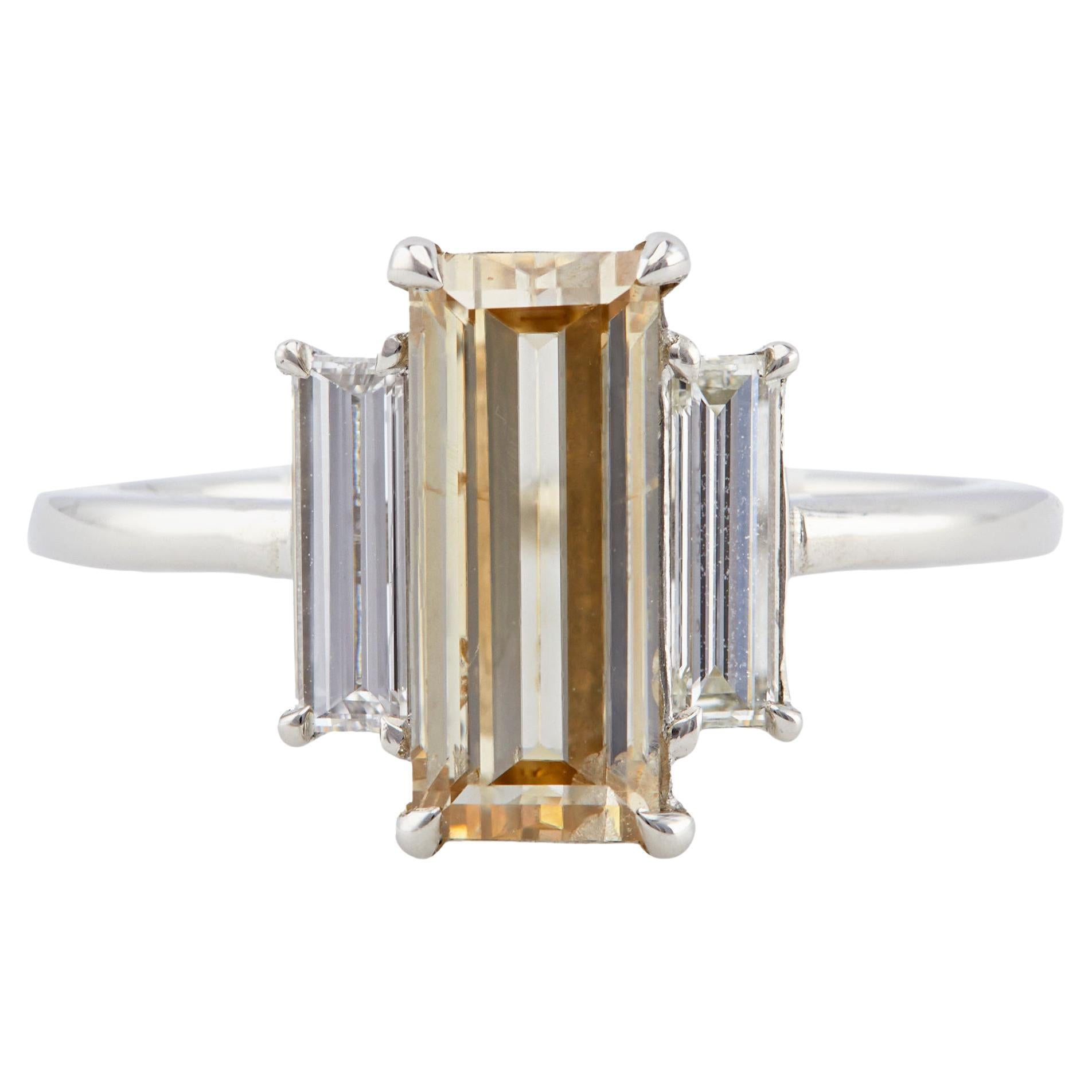 GIA 2.00 Carat Fancy Color Diamond Platinum Three Stone Ring For Sale ...