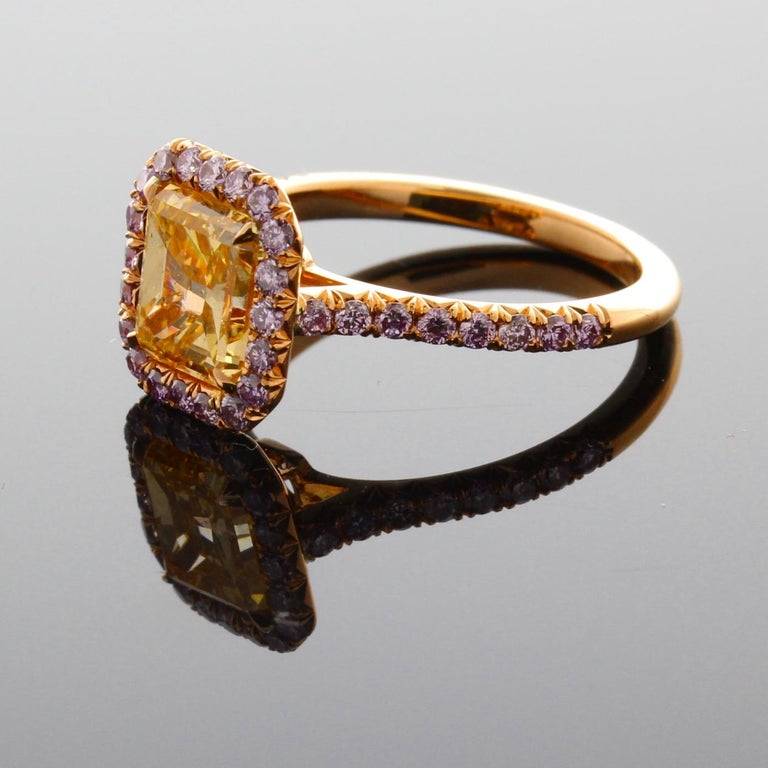 GIA 2.01 Carat Emerald Natural Fancy Intense Orange Yellow Diamond SI1 ...