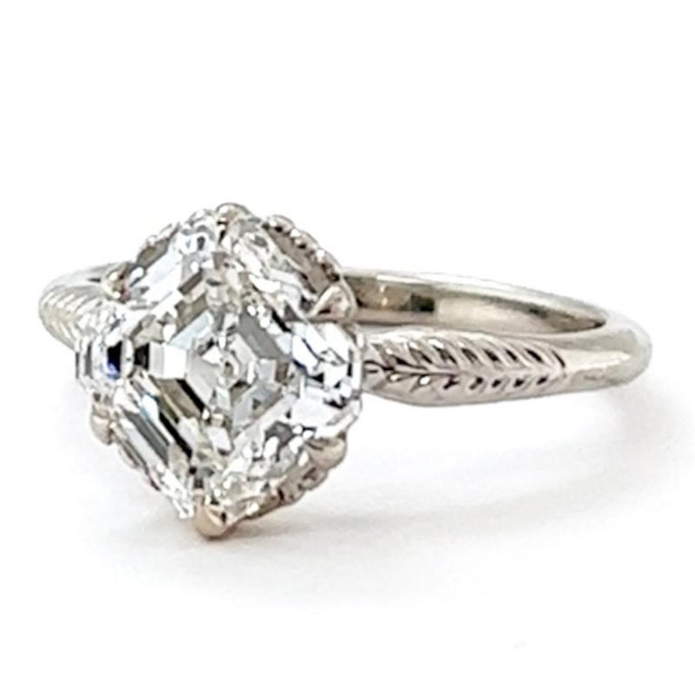 GIA 2.01 Carats Emerald Cut Diamond 18K White Gold Solitaire Ring For ...
