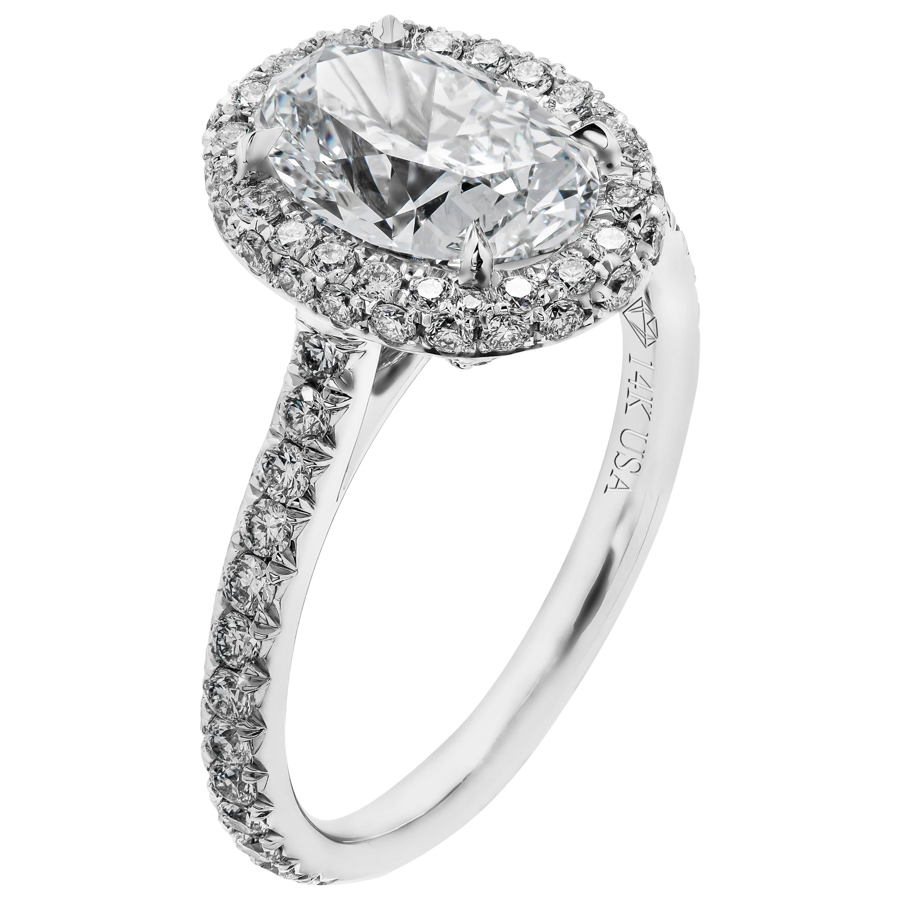 GIA 2.04 Carat D VS2 Oval Diamond Engagement Ring at 1stDibs