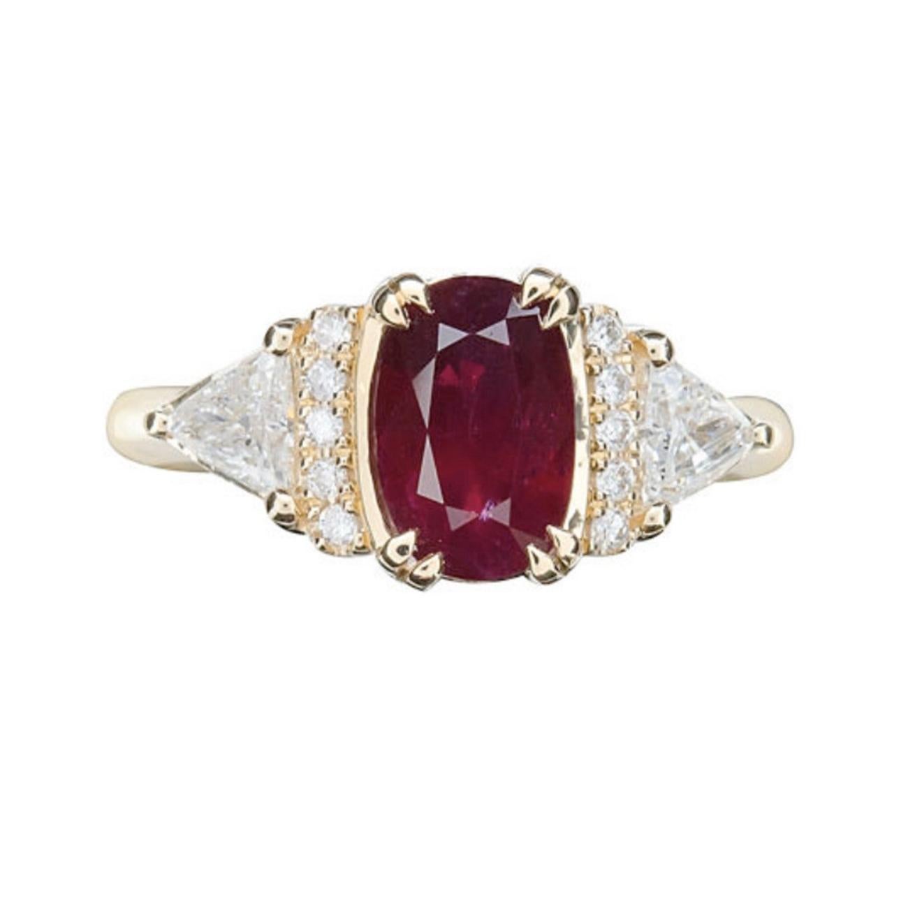 2.16ct No Heat Natural Ruby 18K Yellow Gold Ring For Sale at 1stDibs